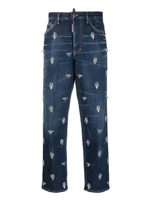 Dsquared2 Crystal Embellished Cropped Jeans - Blue