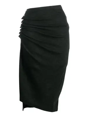 Rabanne Asymmetric Gathered Midi Skirt - Green