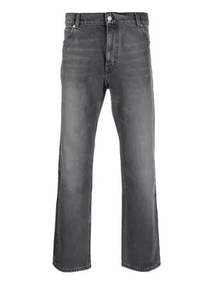 COURREGES Logo-embroidered Straight-leg Jeans - Grey