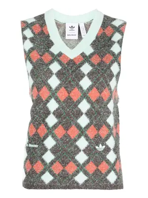 Adidas X Wales Bonner Argyle Knitted Vest - Green