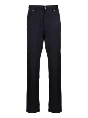 Zegna Logo-patch Slim-fit Trousers - Blue