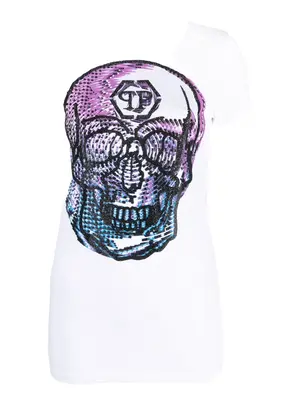 Philipp Plein Crystal-embellished Skull T-shirt - White