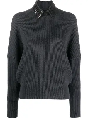 Brunello Cucinelli Mock-neck Jumper - Grey