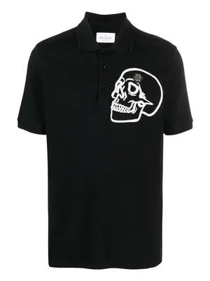Philipp Plein Piqué Skull-detail Polo Shirt - Black