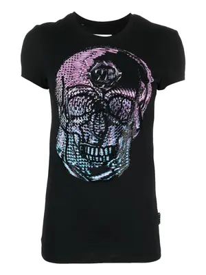 Philipp Plein Crystal-embellished Skull T-shirt - Black
