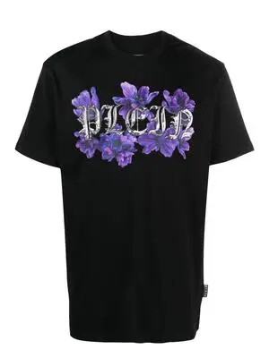Philipp Plein Ss Flowers Round-neck T-shirt - Black