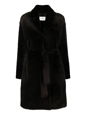 YVES SALOMON Belted Single-breasted Coat - Brown