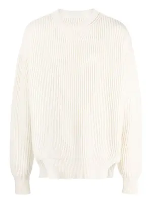 JIL SANDER Crew-neck Ribbed-knit Wool Jumper - Neutrals