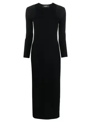 Dsquared2 Cut-out Ribbed-knit Midi Dress - Black