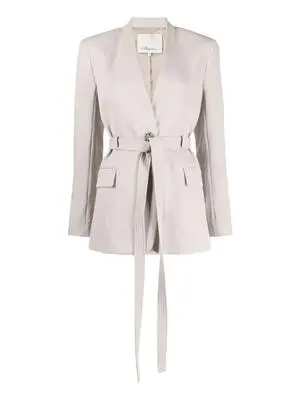 3.1 Phillip Lim Tied-waist Single-breasted Blazer - Grey