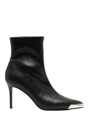 Versace 100mm Logo-engraved Pointed-toe Boots - Black