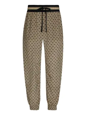 Dolce & Gabbana Monogram-pattern Print Silk Trousers - Neutrals