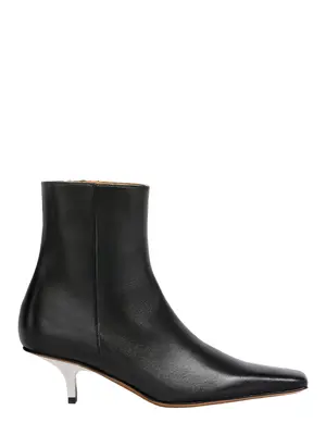 Marni Heeled Leather Ankle Boots - Black