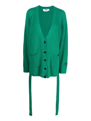 MSGM Ribbed-knit Wool-blend Cardigan - Green