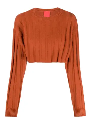 Cashmere In Love Remy Ribbed-knit Cropped Jumper - Brown