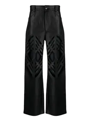 AV VATTEV Laser-cut Straight-leg Trousers - Black