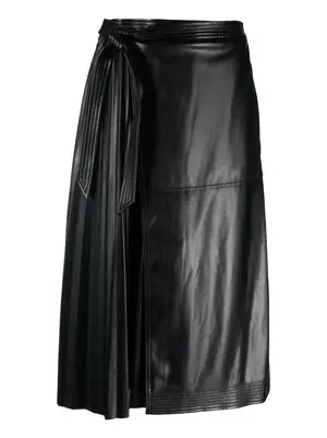Simkhai Pleated Faux Leather Skirt - Black