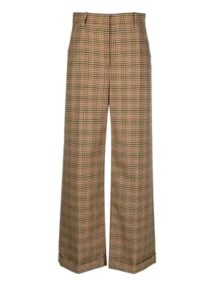 Kenzo Checked Wide-leg Trousers - Neutrals