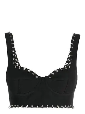 Patrizia Pepe Piercing-detail Cropped Top - Black