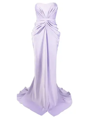 ANA RADU Ruched Strapless Gown - Purple