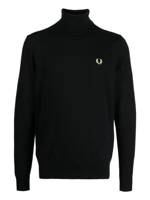 Fred Perry Logo-embroidered Roll-neck Jumper - Black