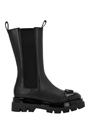 Philipp Plein Logo-plaque Leather Mid-calf Boots - Black