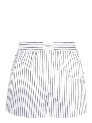 Alexander Wang Logo-patch Striped Poplin Shorts - White