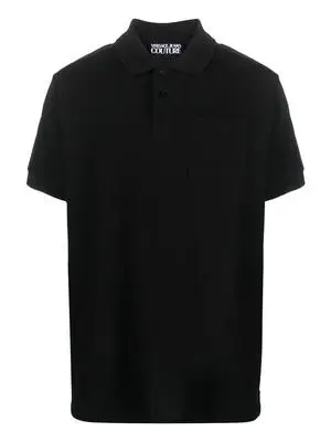 Versace Logo-tape Cotton Polo Shirt - Black