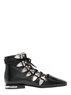 Toga Lace-up Leather Ankle Boots - Black