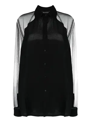 BARBARA BOLOGNA Semi-sheer Long-sleeve Shirt - Black