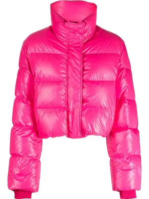 JUUN.J Quilted Cropped Puffer Jacket - Pink