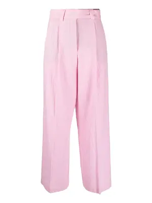 ALYSI Pressed-crease Flared Trousers - Pink