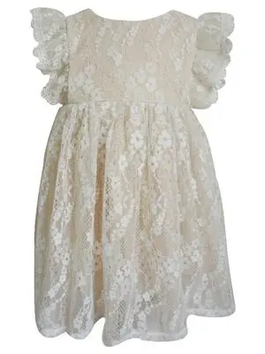POPATU Ruffle Floral Lace Dress - Ivory