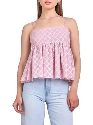 Endless Rose Sequin Embroidered Babydoll Top - Pink