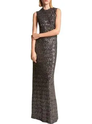 Michael Kors Sleeveless Sequin Gown - Gunmetal