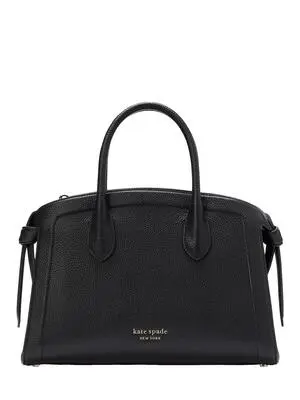 Kate Spade New York Medium Knott Pebbled Leather Satchel - Black