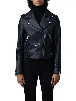 Mackage Baya Leather Moto Jacket - Black