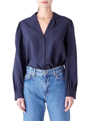 English Factory Scallop Collar Shirt - Navy
