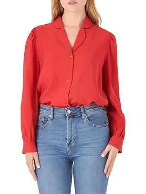 English Factory Scallop Collar Shirt - Red