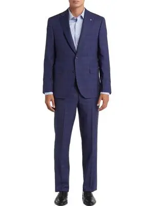 JACK VICTOR Esprit Soft Constructed Deco Plaid Wool Suit - Navy