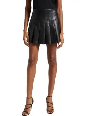 Alice + Olivia Carter Faux Leather Miniskirt - Black