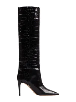 Paris Texas Paris Texas 85mm Mock-Croc Stiletto Knee Boots Carbone Black