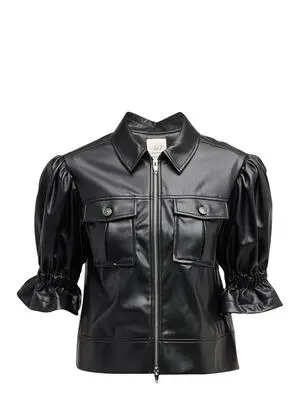 Cinq À Sept Holly Cropped Vegan Leather Jacket - Black