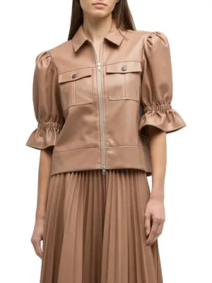 Cinq À Sept Cinq A Sept Holly Cropped Vegan Leather Jacket Mocha