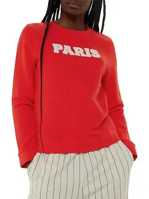 Whistles Cotton Crewneck Sweatshirt With Graphic Detail - Red