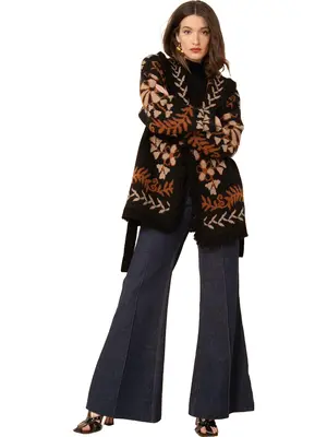 Hale Bob Hale Bob Charlie Jacquard Wrap Sweater Black