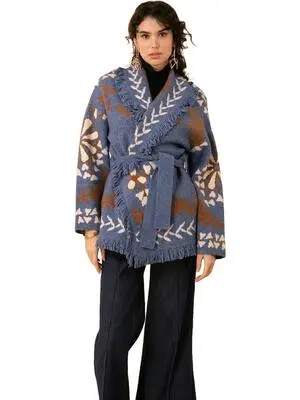 Hale Bob Charlie Jacquard Wrap Sweater - Blue