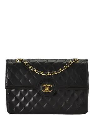 CHANEL Chanel Quilted Lambskin Circle Lock Half Flap Small