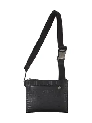Fendi Zucca Leather Waist Pouch - Black
