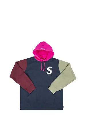 Supreme S Logo Colorblocked Hooded Sweatshirt - Blue